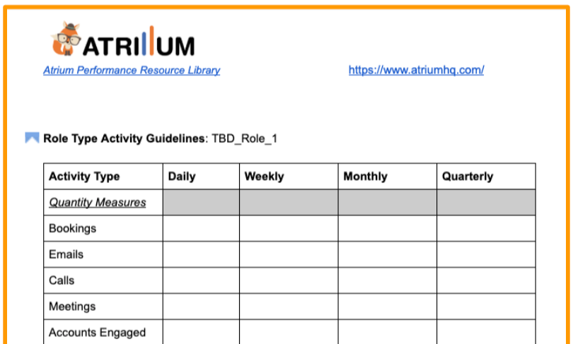 Atrium's Sales Metrics Setting & Publishing Template Thank You Page